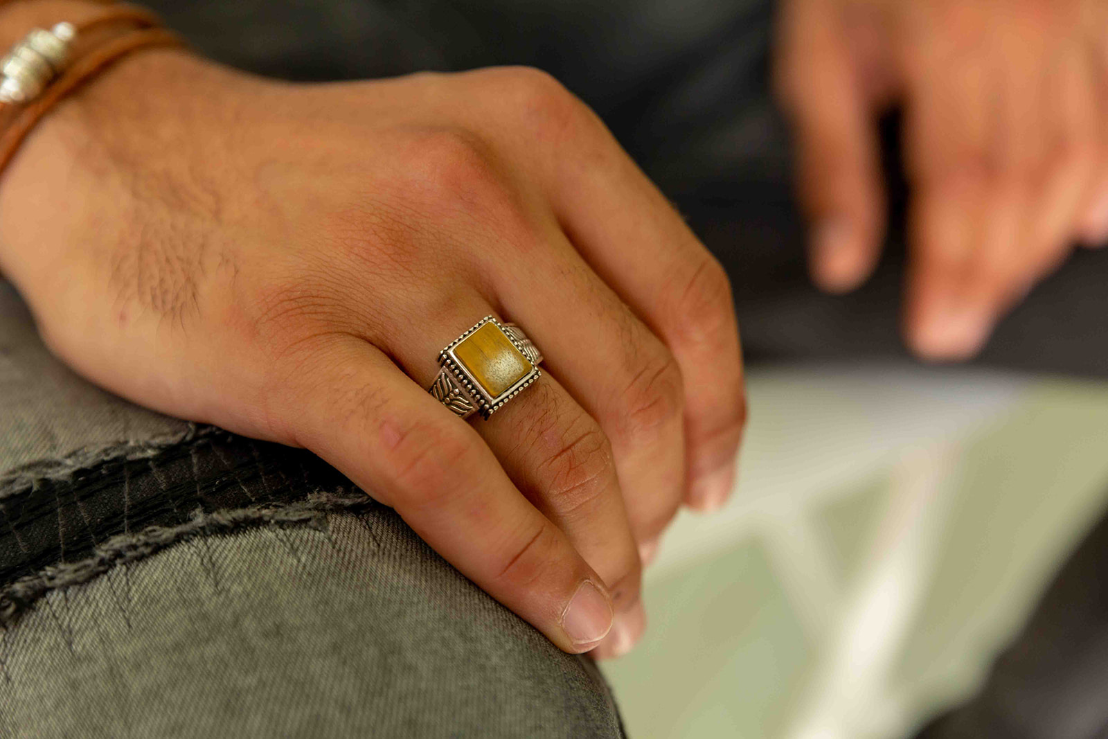 Rectangular Tiger's Eye Ring - בדרך הטבע