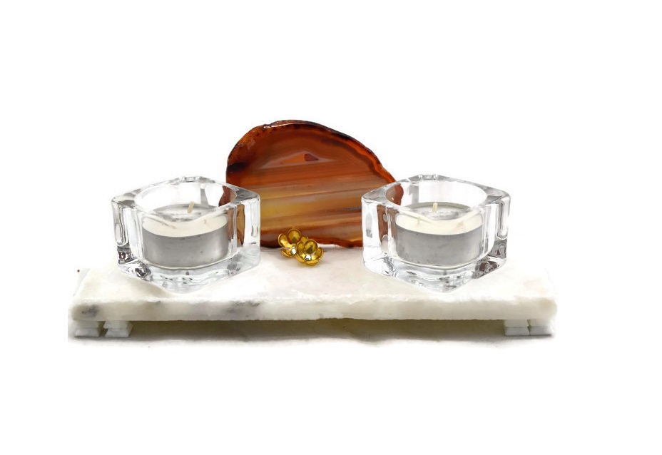 Agate Slice Candlesticks - בדרך הטבע