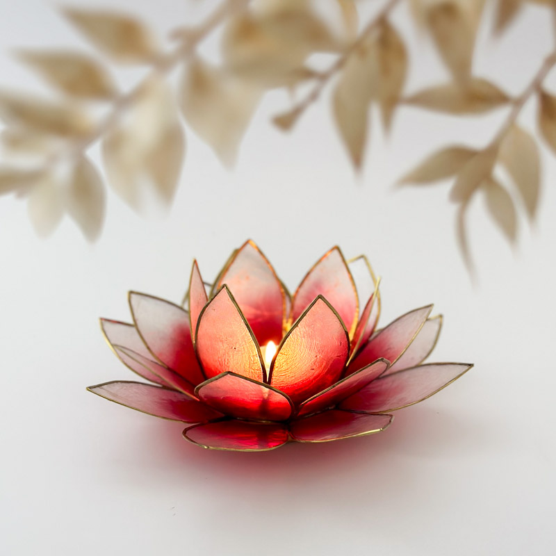 Lotus Shell Candle Holder – Ombre Red - בדרך הטבע